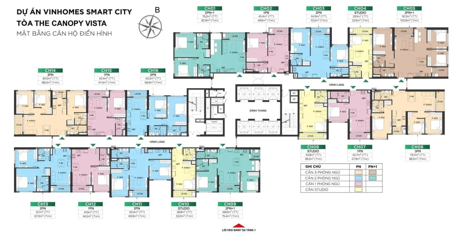 Mặt bằng căn hộ dự án The Canopy Residences
